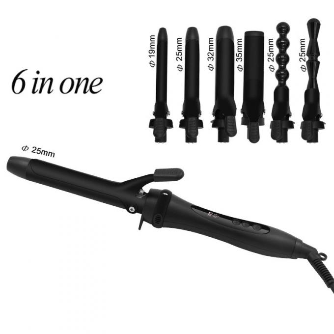 6 In One Rotating Hair Curling Iron Interchangeable Hair Steam Curling Iron